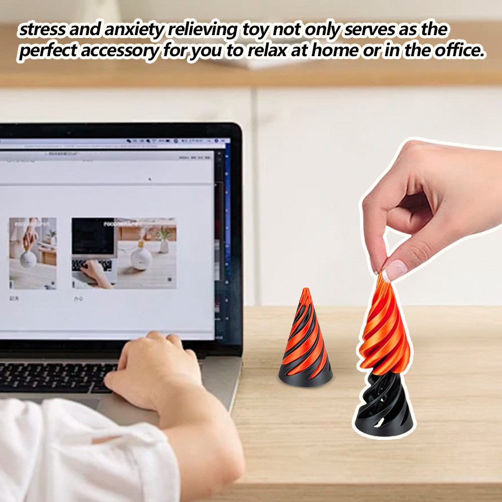 3D Printed Spiral Cone Toy Pass Through Pyramid Fidget Toy for Kids and ...