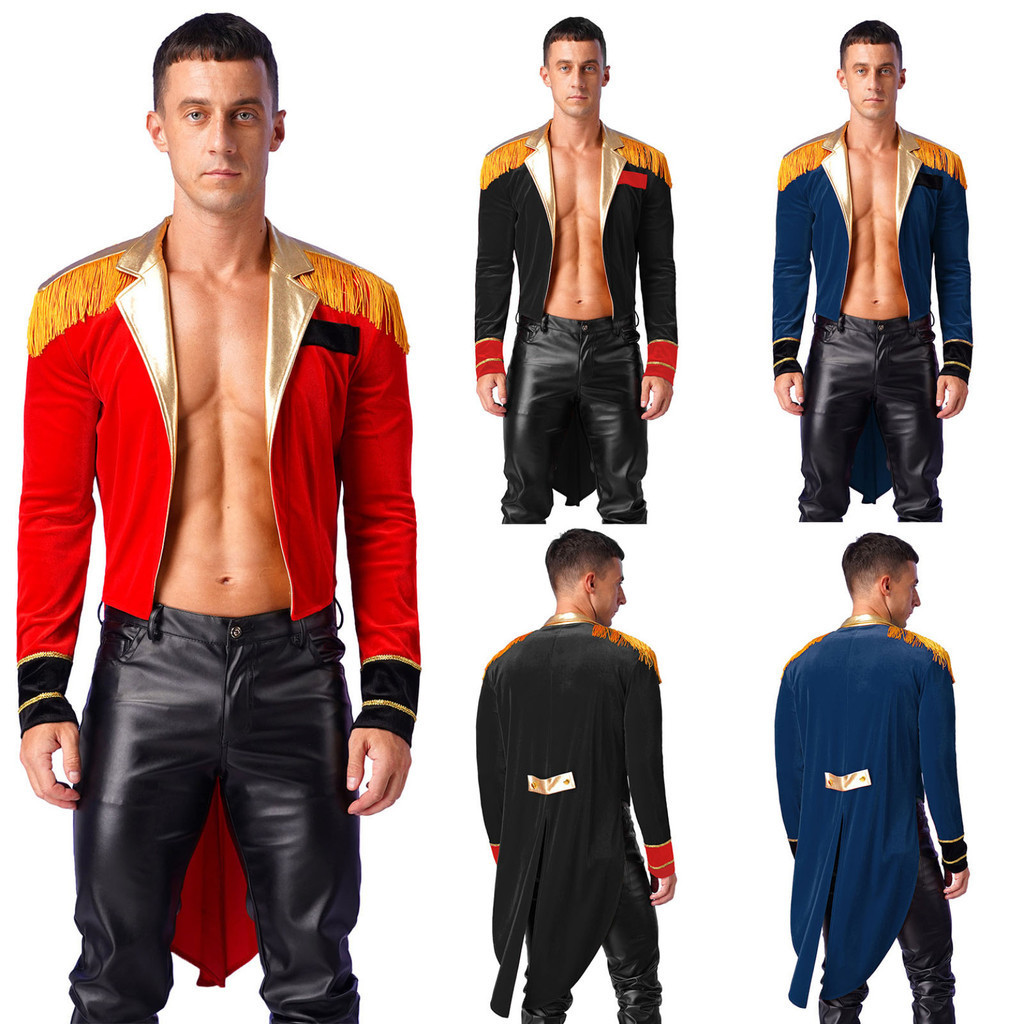 Men Halloween Circus Ringmaster Showman Cosplay Performance Costume ...