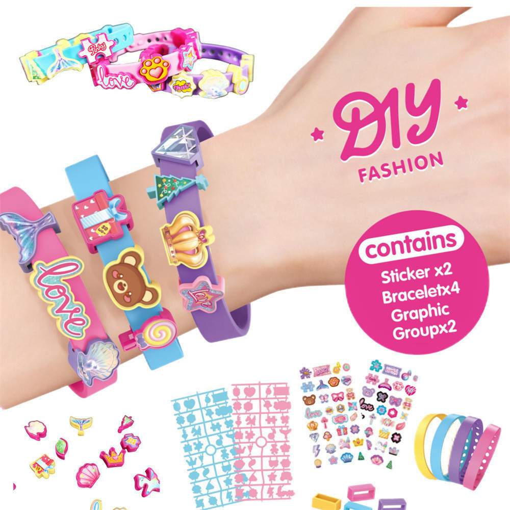 4PCS DIY Bracelet Beads and Blocks Wristband Adjustable Length Toys for ...
