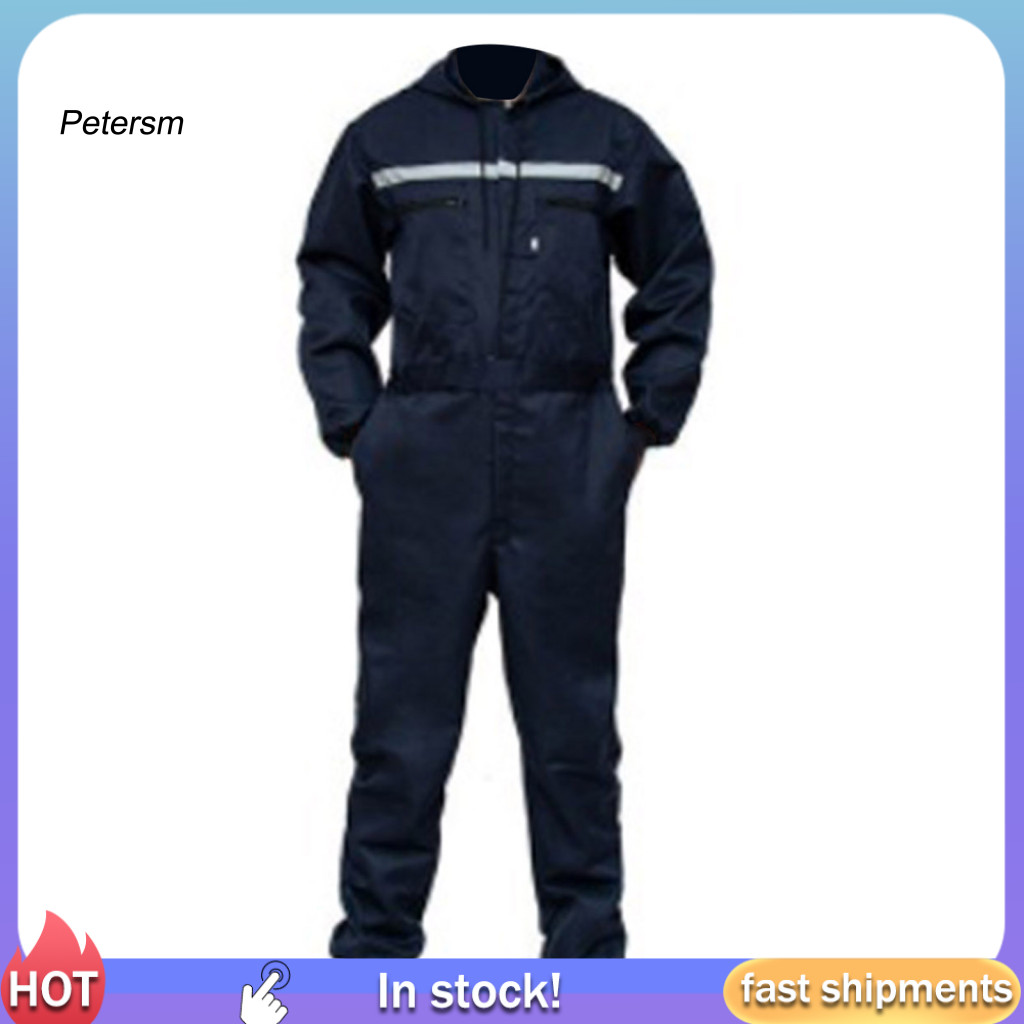 PP Work Clothes Durable Work Uniform Reflective Zipper Pockets Unisex ...