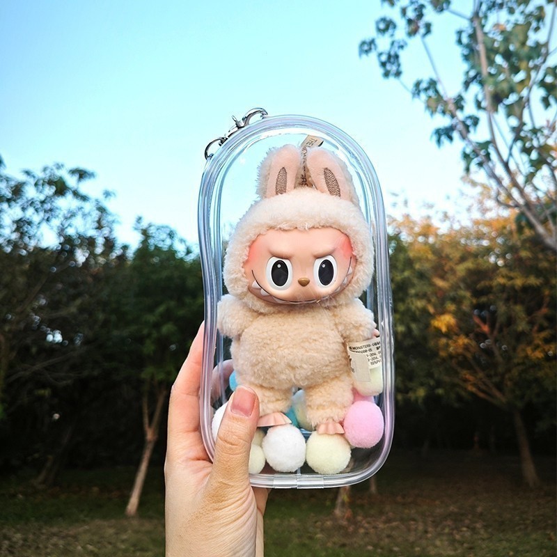 1PC PVC 17/18cm Labubu Doll Protective Bag Transparent Cotton Doll ...