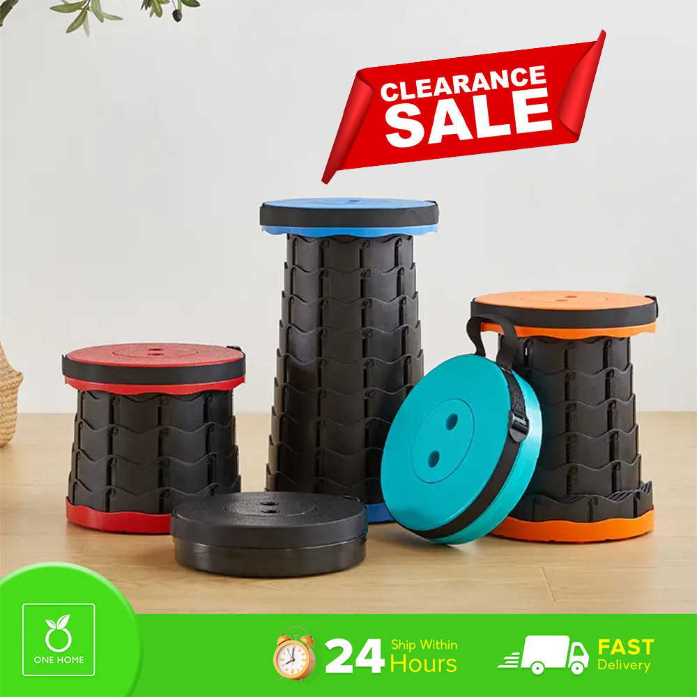 CLEARANCE SALE Folding Stool Adjustable Plastic Collapsible Telescoping ...