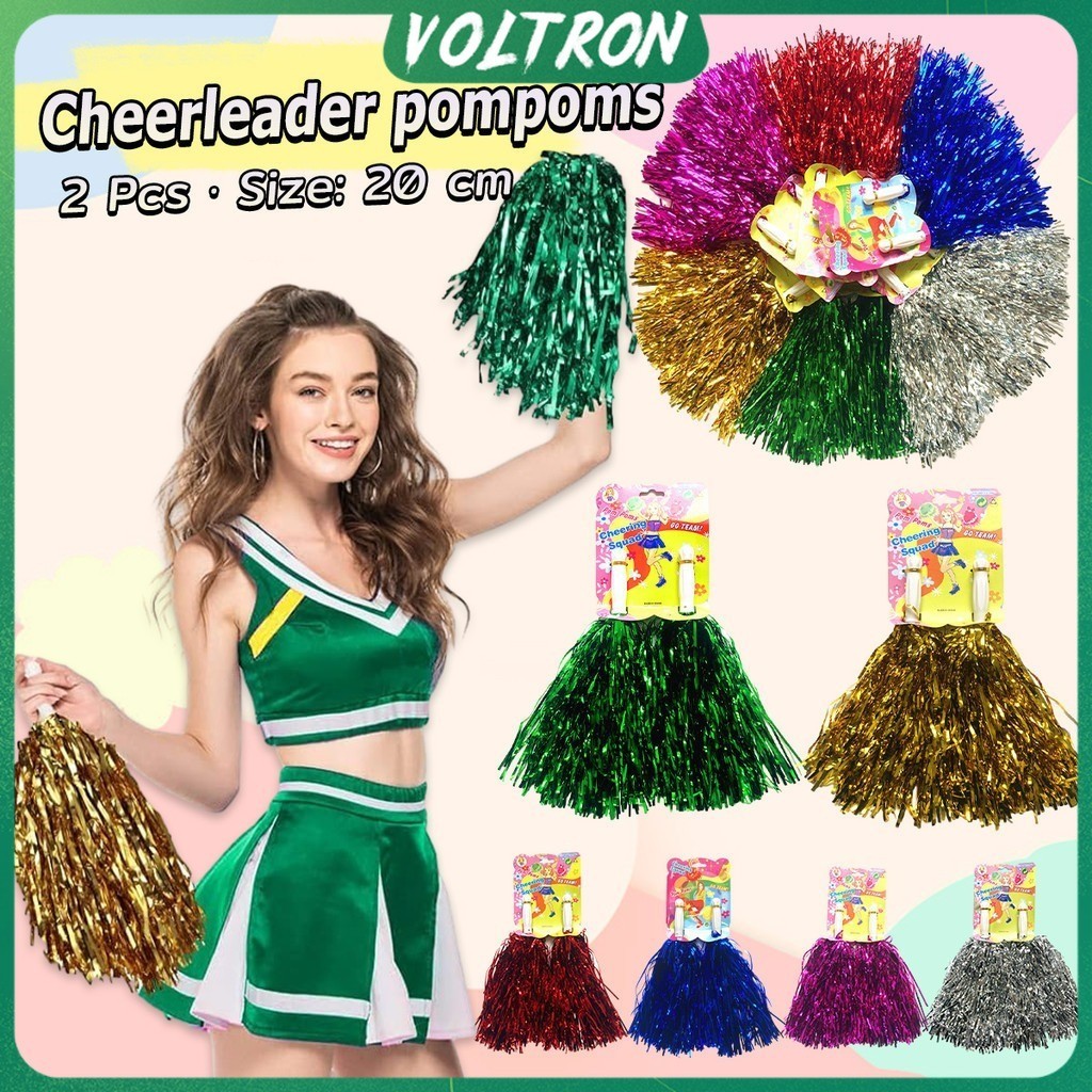 Cheerleading Pompoms Metallic Dancing Pom Poms with Handle Streamer ...
