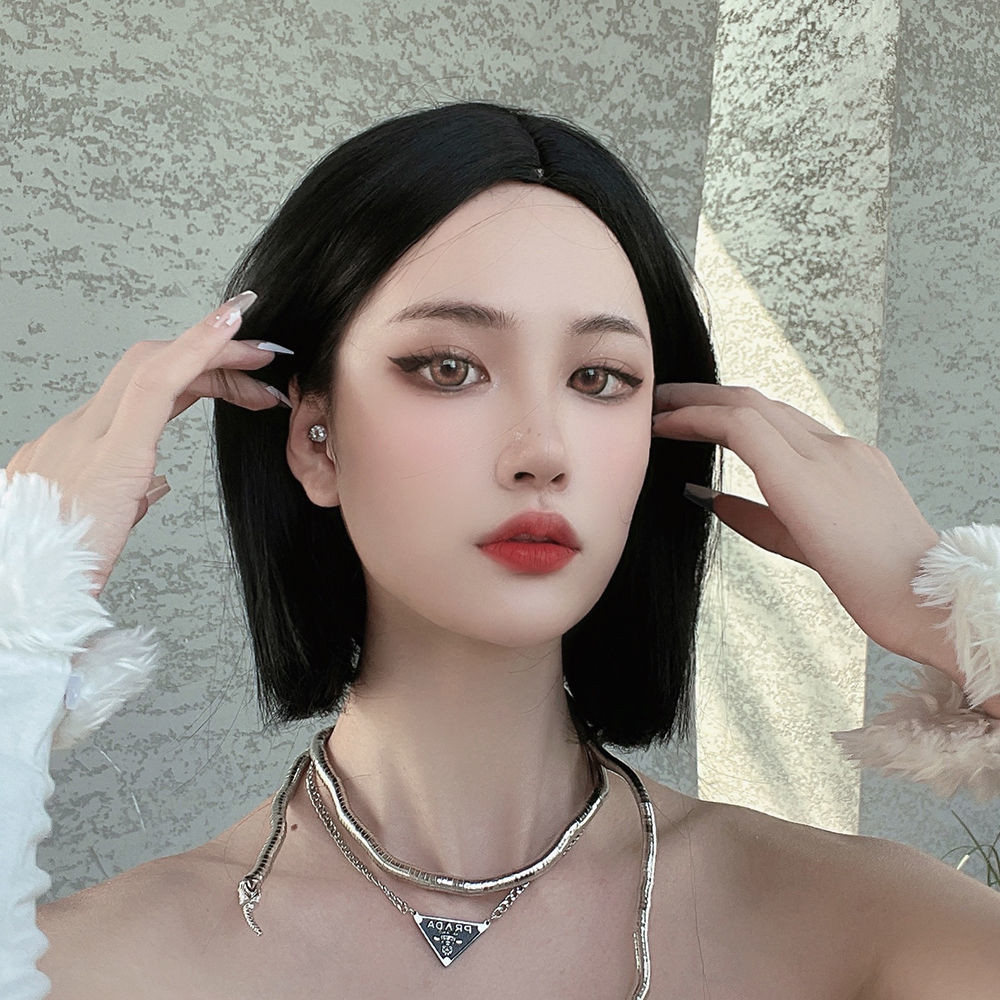 Fake Women's Short Hair Realistic Hair Breathable Hair Fluffy Face ...