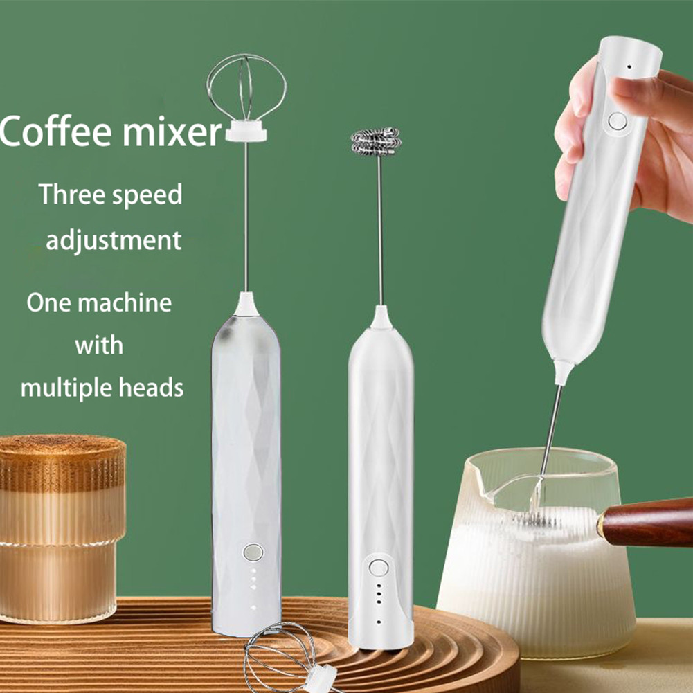 3-Speed USB Rechargeable Egg Beater Handheld Coffee Blender Milk Shaker ...
