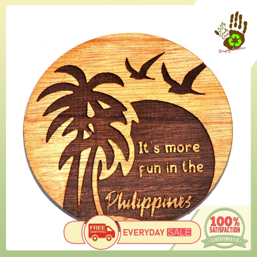 Simply Creative Wood Ref Magnet Circle - 2 Coconut "It's more fun in ...
