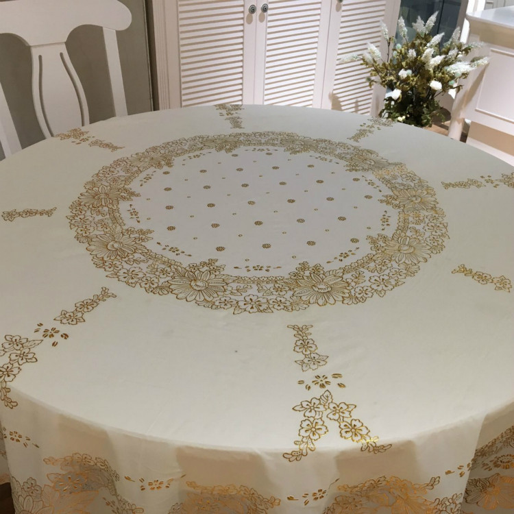 Pvc Hot Stamping Round Dining Table Cloth Simple European Style Home ...