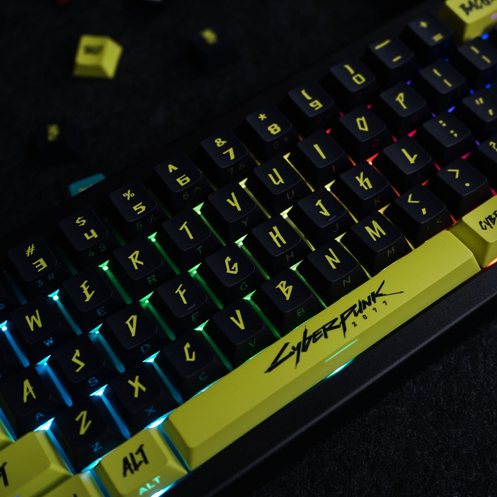 Cyberpunk Pink Yellow Marble Side Carved Transparent Mechanical ...