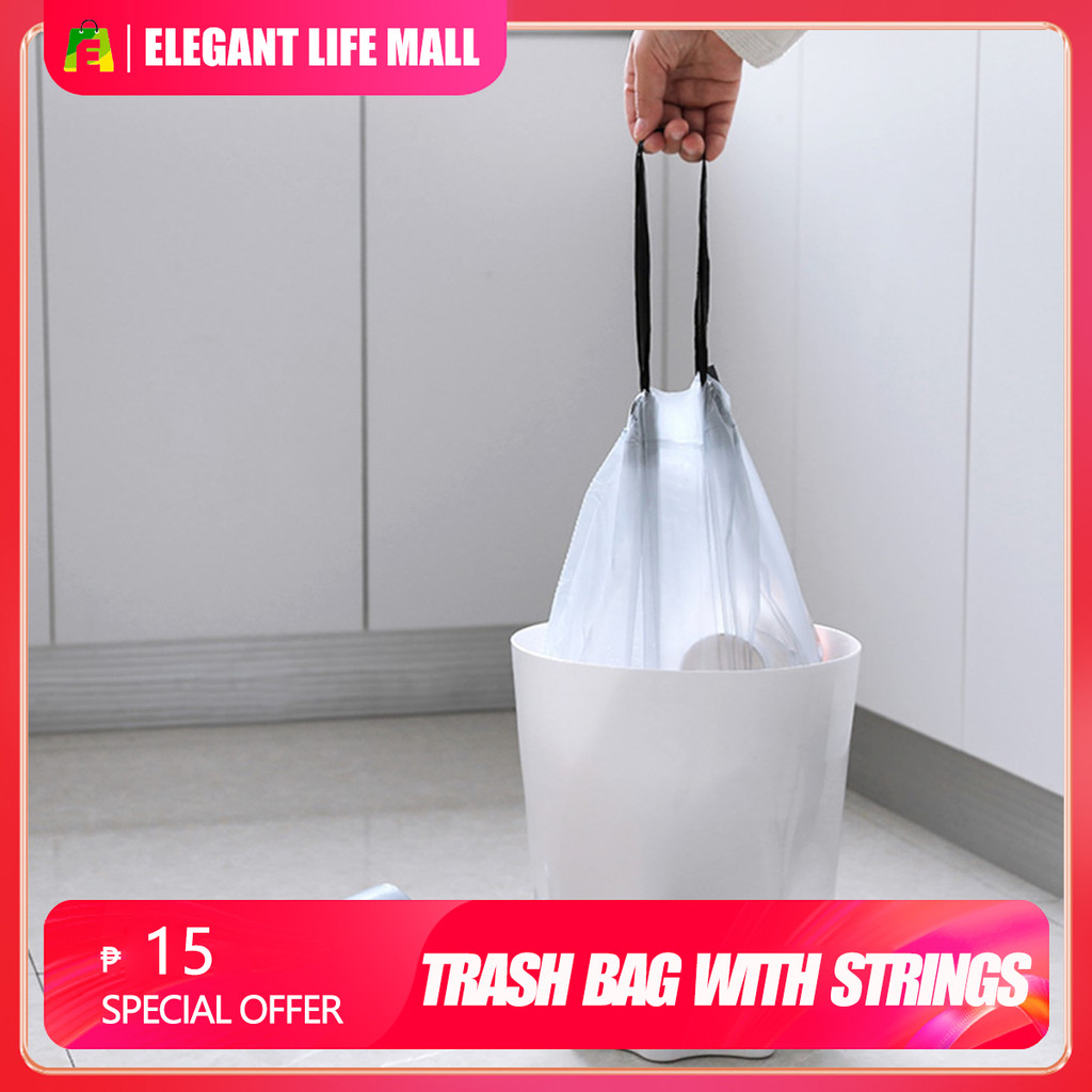 15 Pieces Per Roll Thickened Trash Bag with Strings Garbage Bag ...