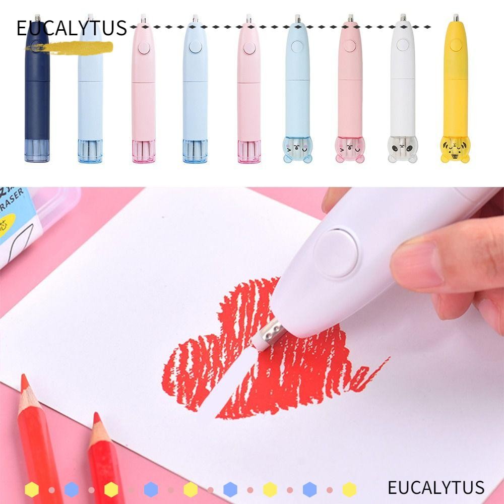 EUTUS Electric Eraser, Multicolor Cartoon Animal High Gloss Rubber Pen ...