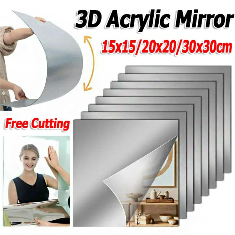Self Adhesive Acrylic Mirror / Flexible DIY Whole Body Mirrors / 3D ...