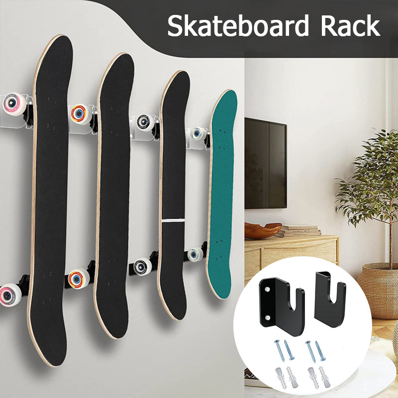 Skateboard Storage Rack Skateboard Longboard Wall Mount - Black 1 Pair ...