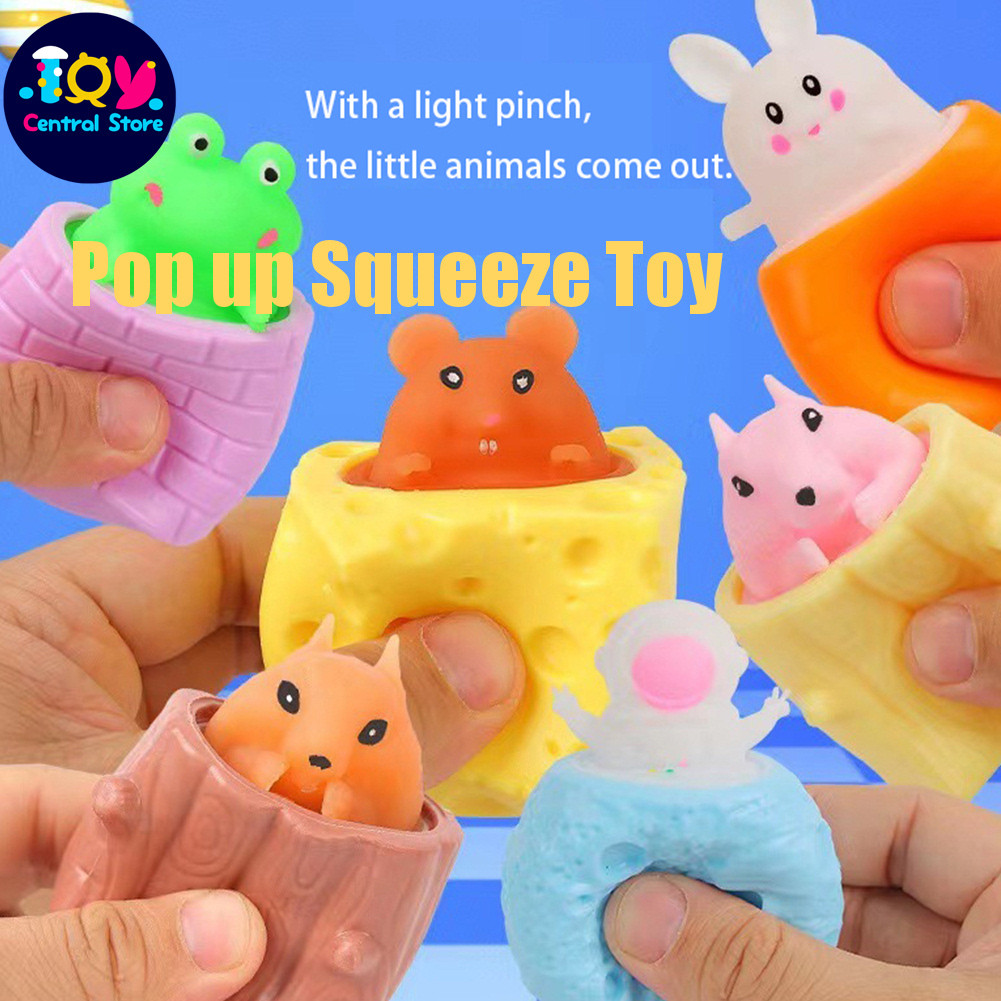 Cute Pop up Squishy Toys Cheese Mouse Cartoon Animal Stress Relief For ...
