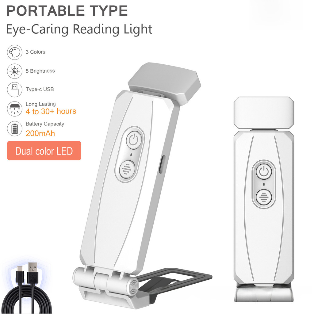 New USB Rechargeable Book Light for Reading in Bed, Portable Clip-on LED Reading Light, 3 Colors ...