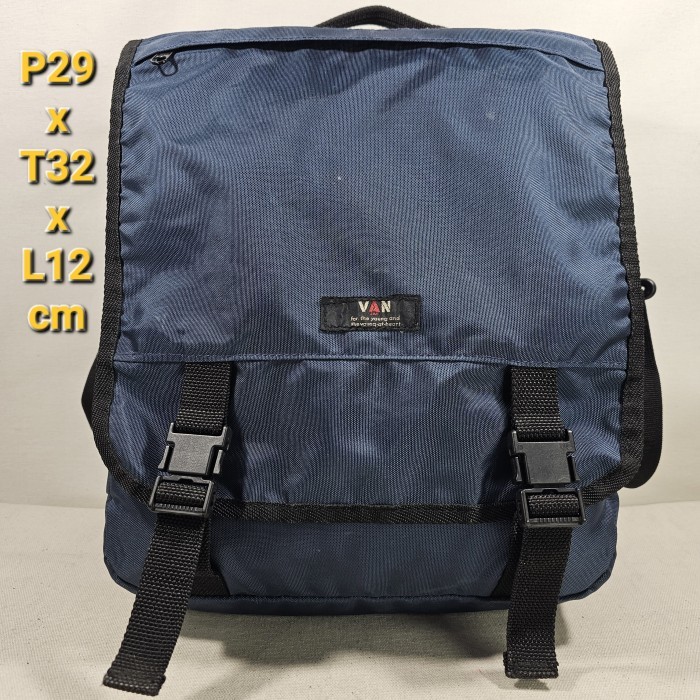 Van original japan square canvas back pack unisex navy blue school work ...