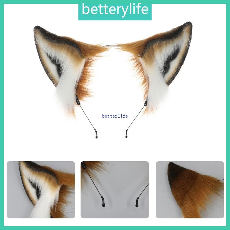 BTF Furry Cats Ears Headband Cute Foxes Ears Realistic Plush Animal ...