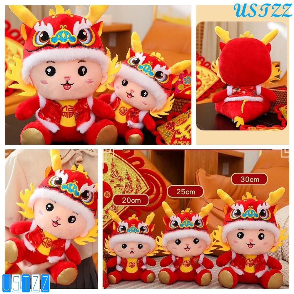 USTZZ Lion Dance Plush Doll Toy, Stuffed PP Cotton New Year Zodiac ...