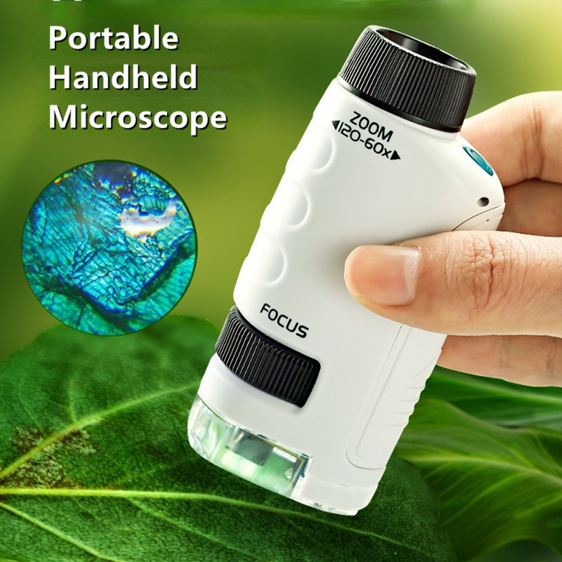 Microscope 60-120x Lab Handheld Microscope Battery Powered Microscope ...