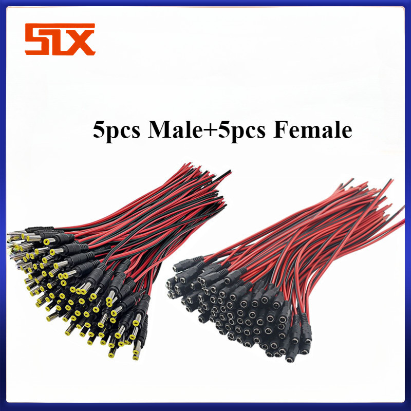 10pcs/Lot 2.1x5.5 Mm Male Female Plug 12V Dc Power Pigtail Cable Jack ...
