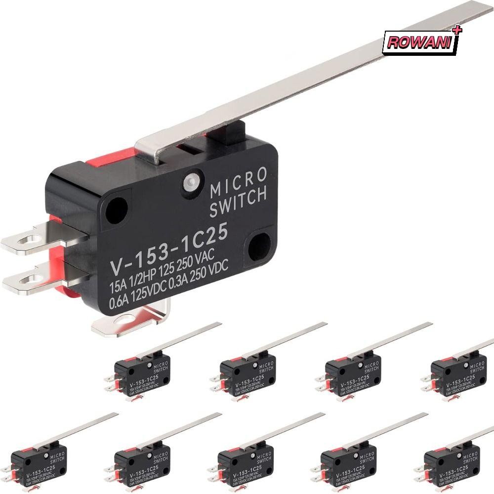ROWAN1 10Pcs Lead Limit Switch, V-153-1C25 3 Pin Micro Switch, Durable SPDT 1NO 1NC 250V 15A ...