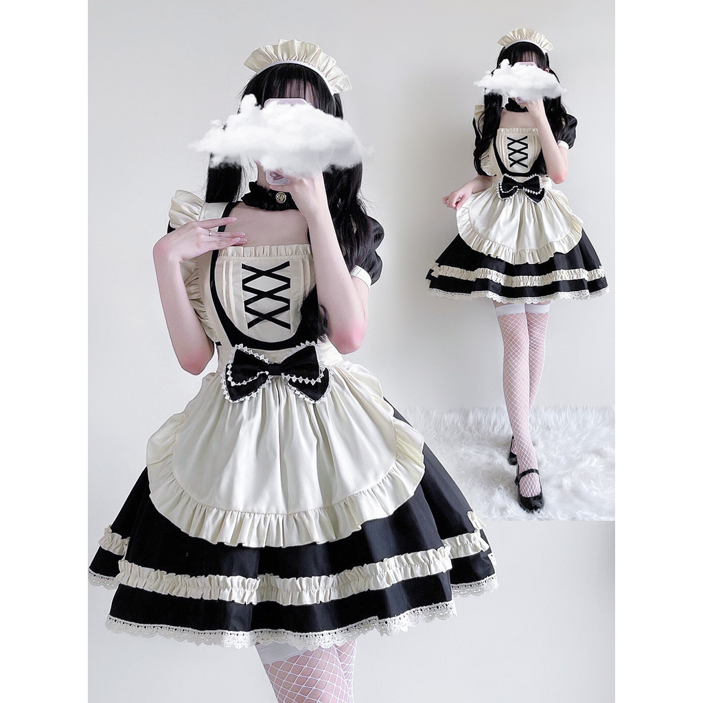 Black White cosplay Maid lolita Cat Series Plus Size cos Maid Costume ...