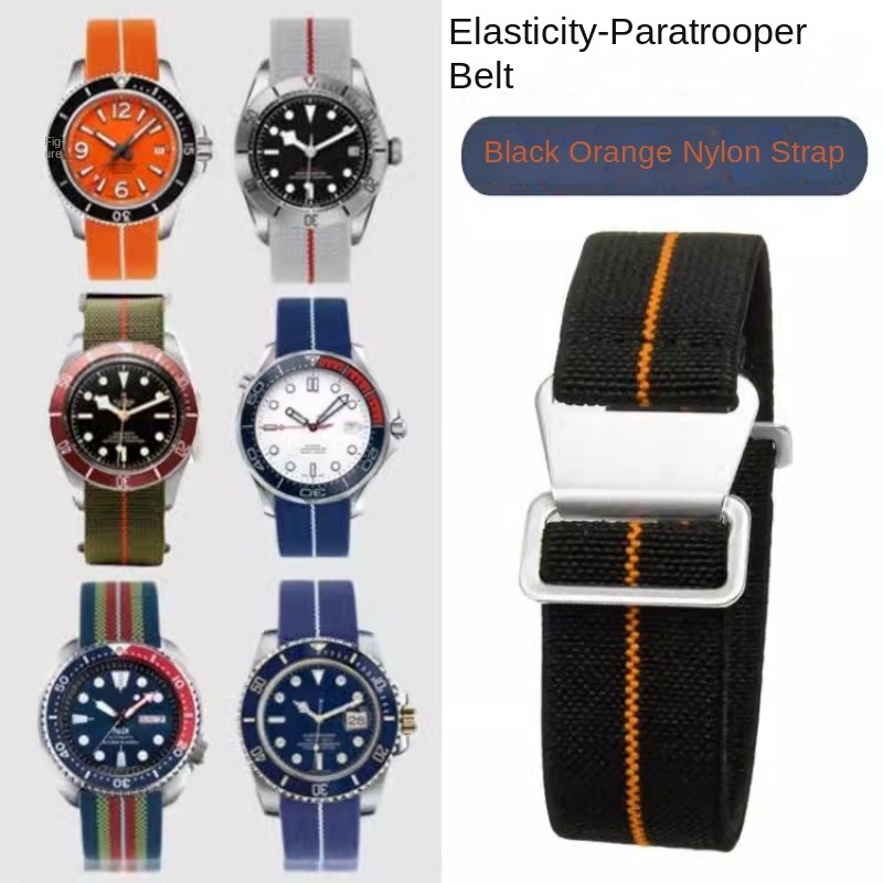18/20/22mm Nato Nylon Straps Parachute Snap Stretch Canvas Paratrooper ...