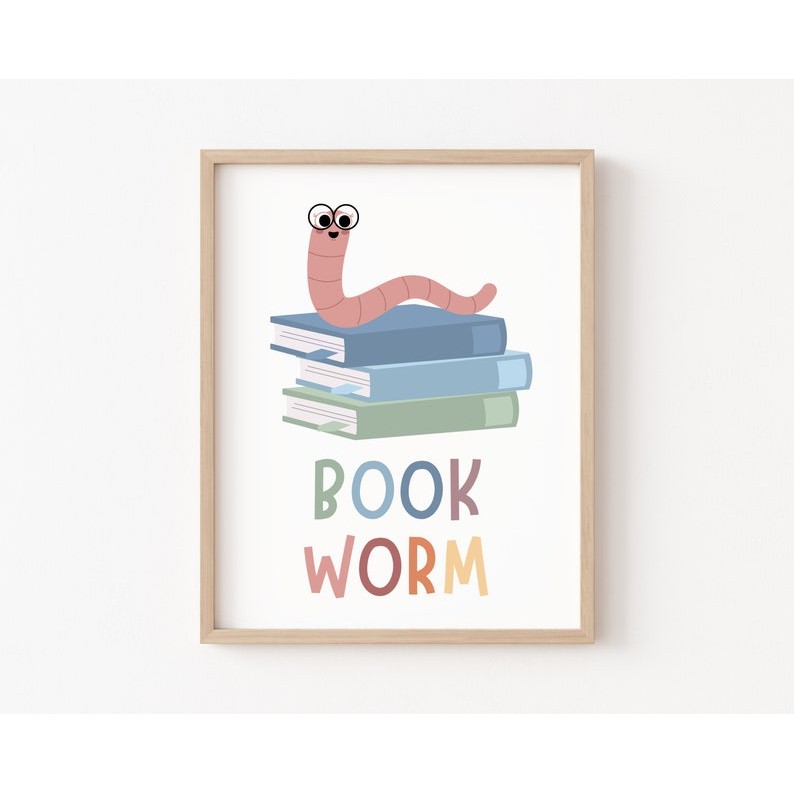 Reading Corner Sign Book Worm Poster Let's Read Reading Nook Boho ...