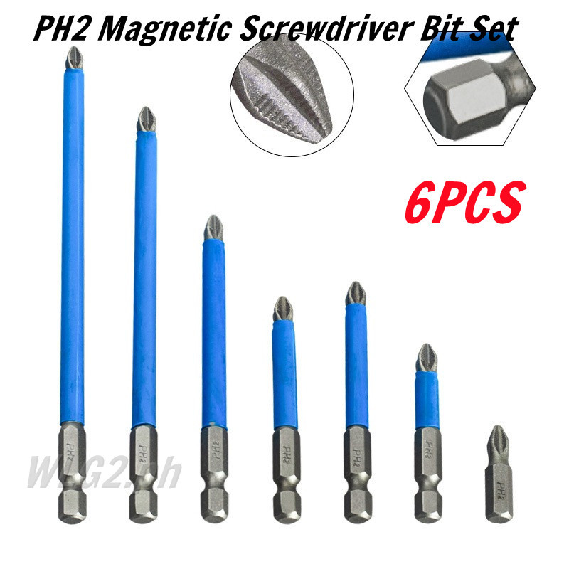 6Pcs Magnetic Anti-Slip Screwdriver Drill Bit Cross Head Magnetic PH2 ...