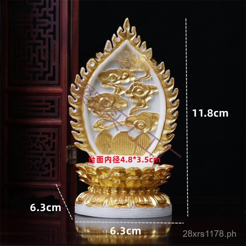 Backlit Guanyin Bodhisattva Golden Buddha Statue with Fruit Wood Base ...
