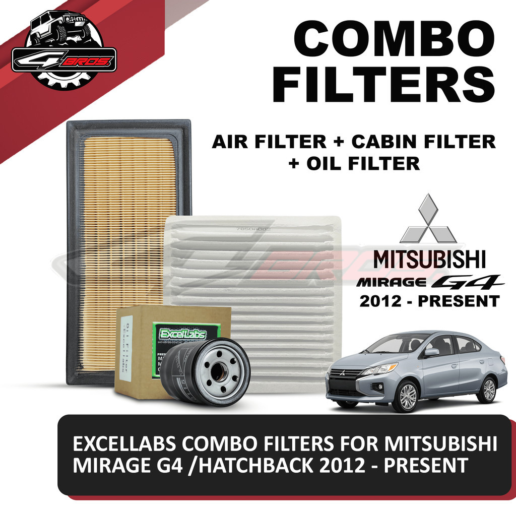 COMBO FILTERS for Mitsubishi Mirage G4/Hatchback 2012-Present (Air Filter+Cabin Filter+Oil ...