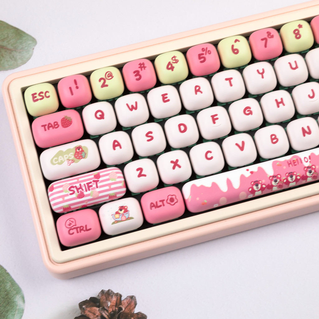 Strawberry Bear Keycaps MOG Profile Cute Round PBT DYE-Sublimation for ...