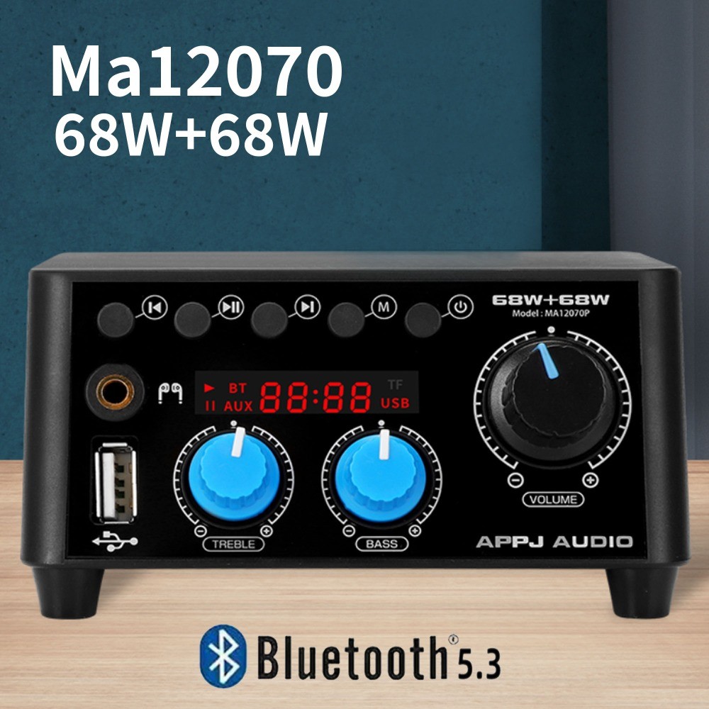Ma12070 Mini Digital Power Amplifier HiFi Stereo 2.0 Bluetooth 5.3 68W ...