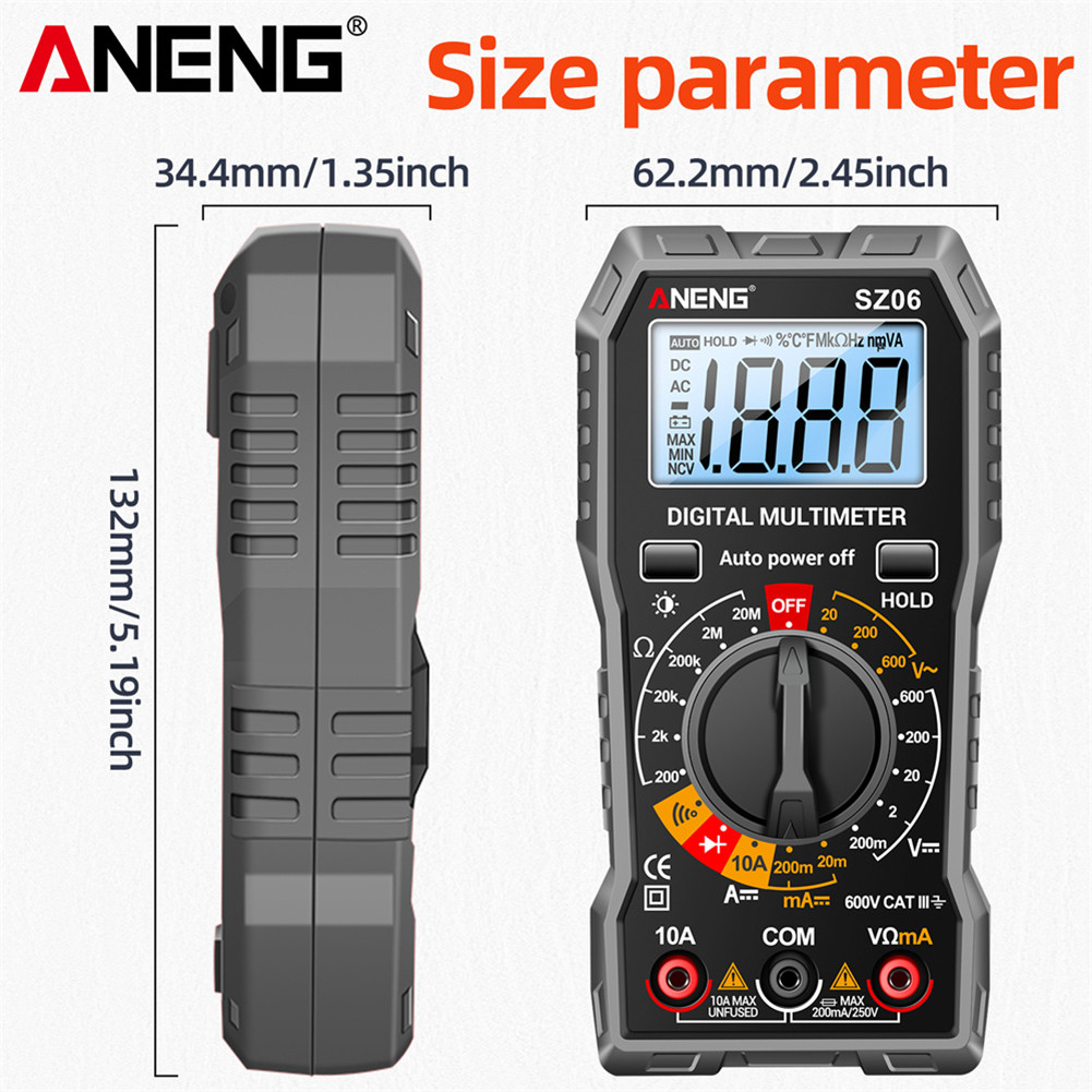 Digital Multimeter Intelligent Multimeter 2000 Counts LCD Backlit (Grey ...