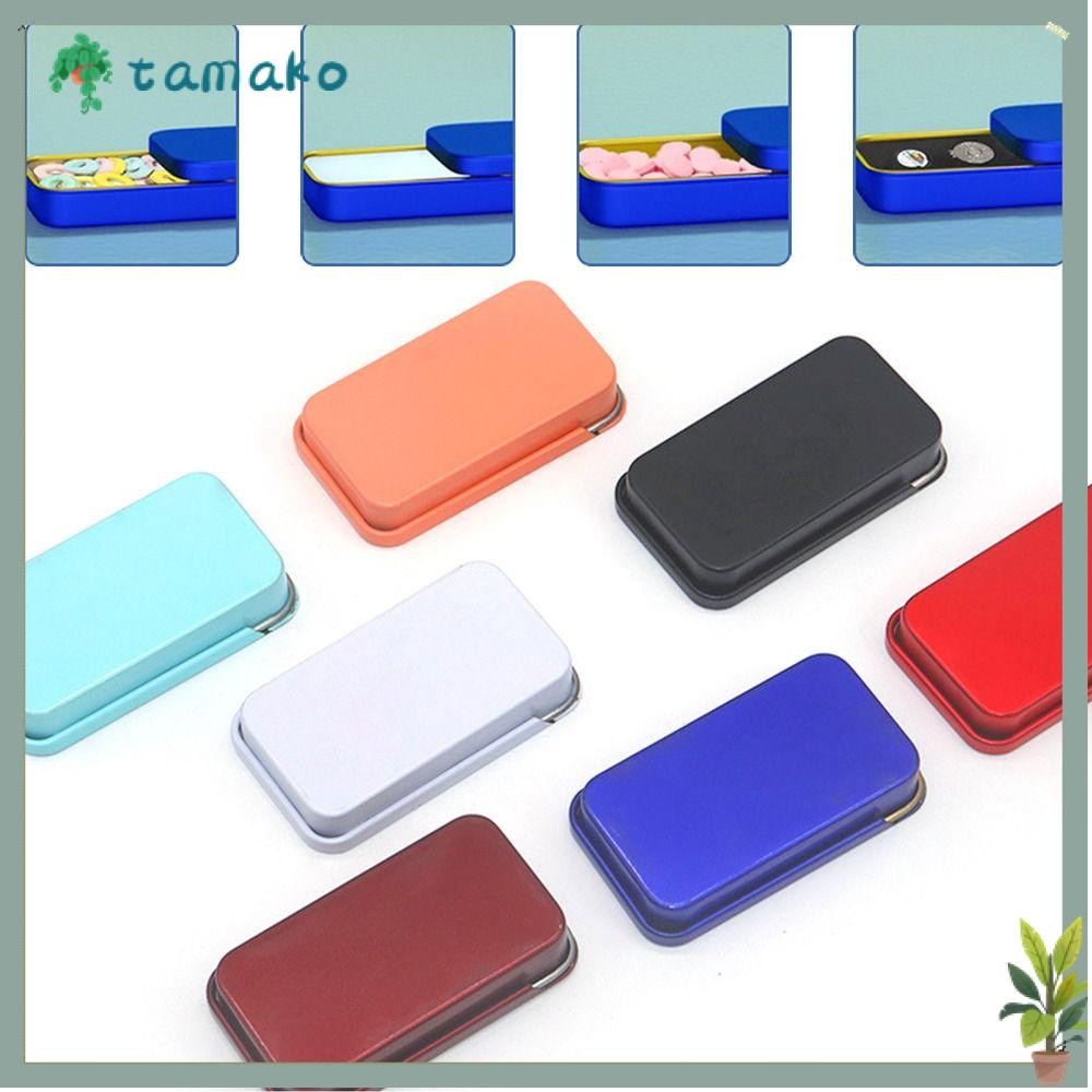 TAMAKO Tin Box, Multi Color Push Pull Candy Pills, Portable Sliding ...