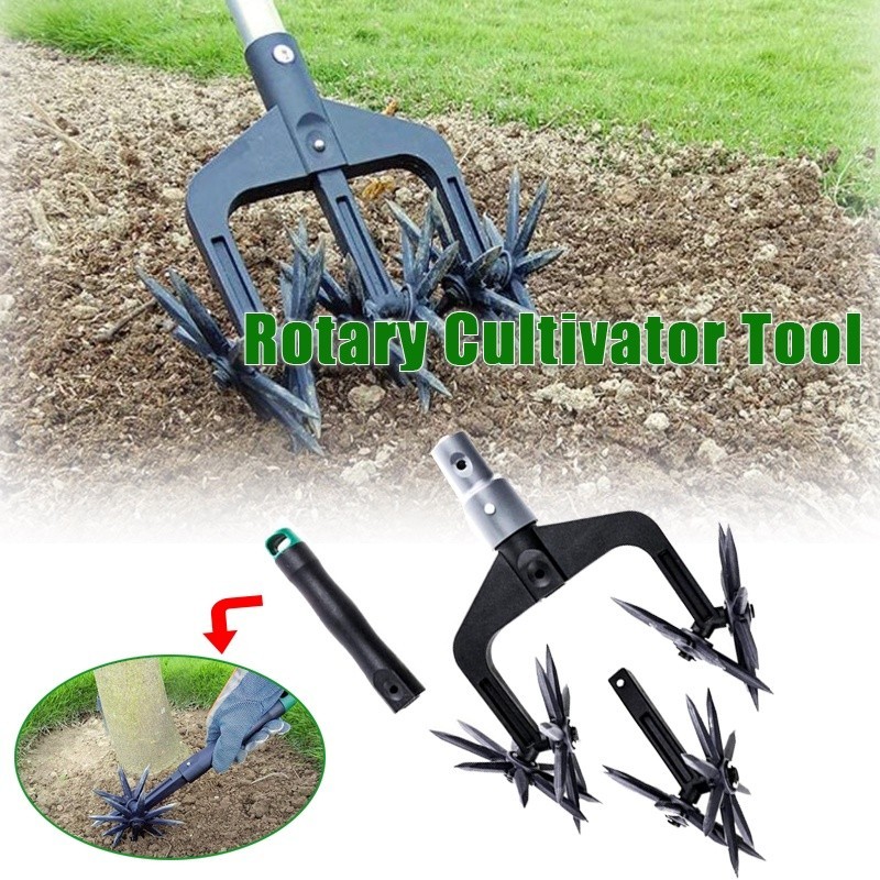 RQ+`New Manual Soil Turning Tool Lawn Ripper Garden Aerator Rotary ...