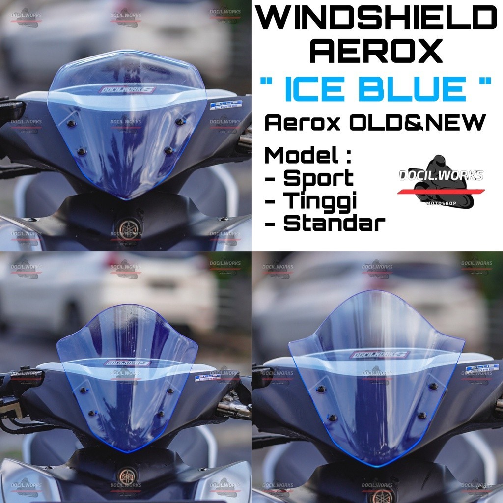 Aerox ICE BLUE sporty Winshield windshield, Standard aerox visor, new ...