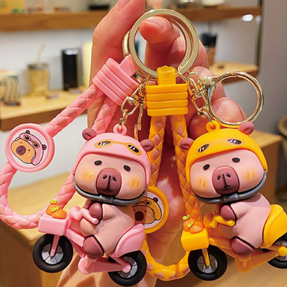 Cartoon Riding A Bicycle Capybara Keychain Creative and Interesting ...