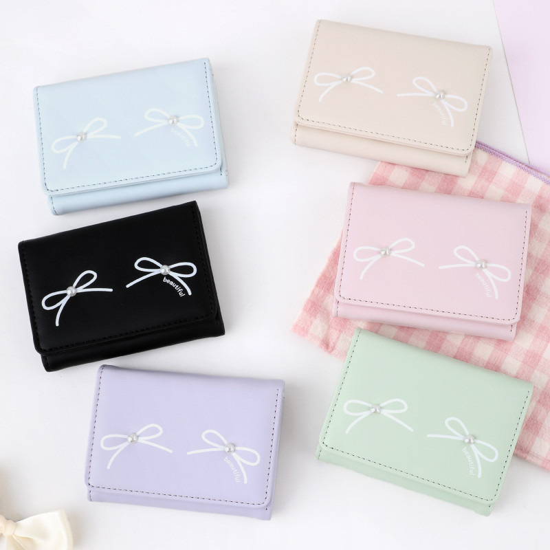 Fashion Sweet Bow Print Women Wallet Cute Mini Buckle Multifunctional ...
