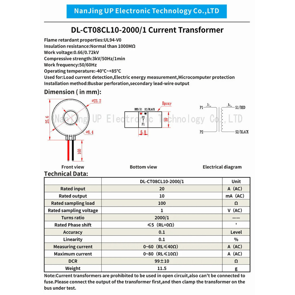 Mini Precision Current Transformer Small Toroidal Coil AC CT 5A 2.5mA ...