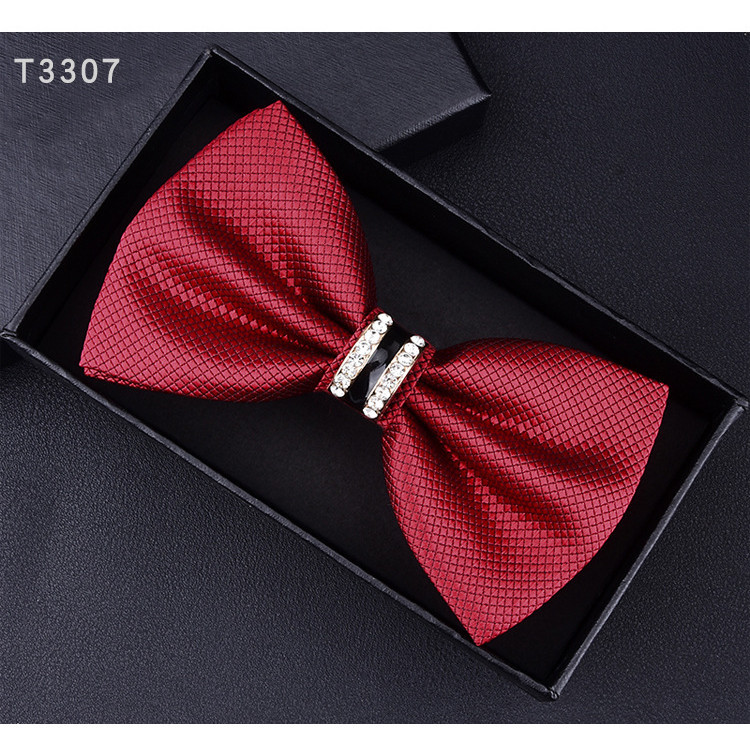 Men Formal Business Bow Tie British Diamond Bow Groom Wedding Red ...