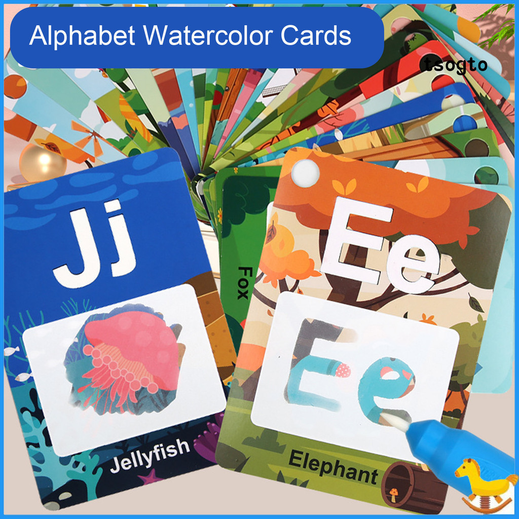 [Toto] 1 Set Alphabet Water Coloring Card Kit 26 English Letters ABC ...