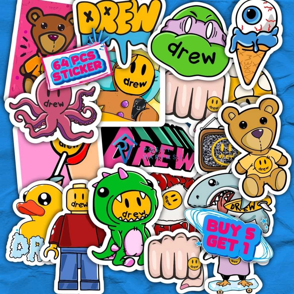 62 Pcs Sticker Pack Brand Hypbeast Drew House Aesthetic Graffiti Motif ...