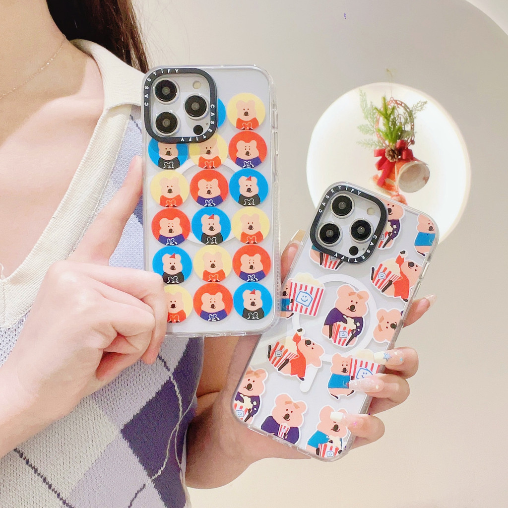 【Popcorn persimmon bear】CASETIFY Transparent Magnetic Phone Case ...