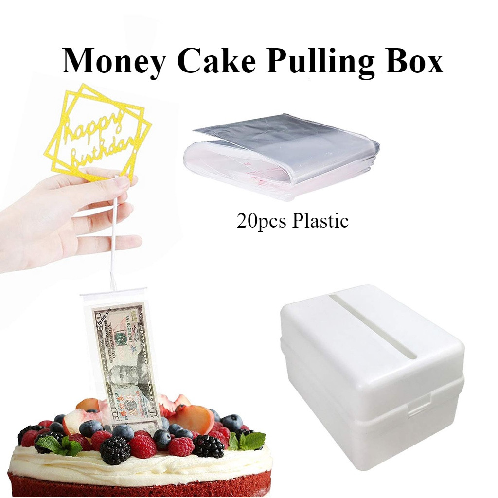Money Cake Pulling Box with Plastic for Cake Money Surprise | Shopee ...