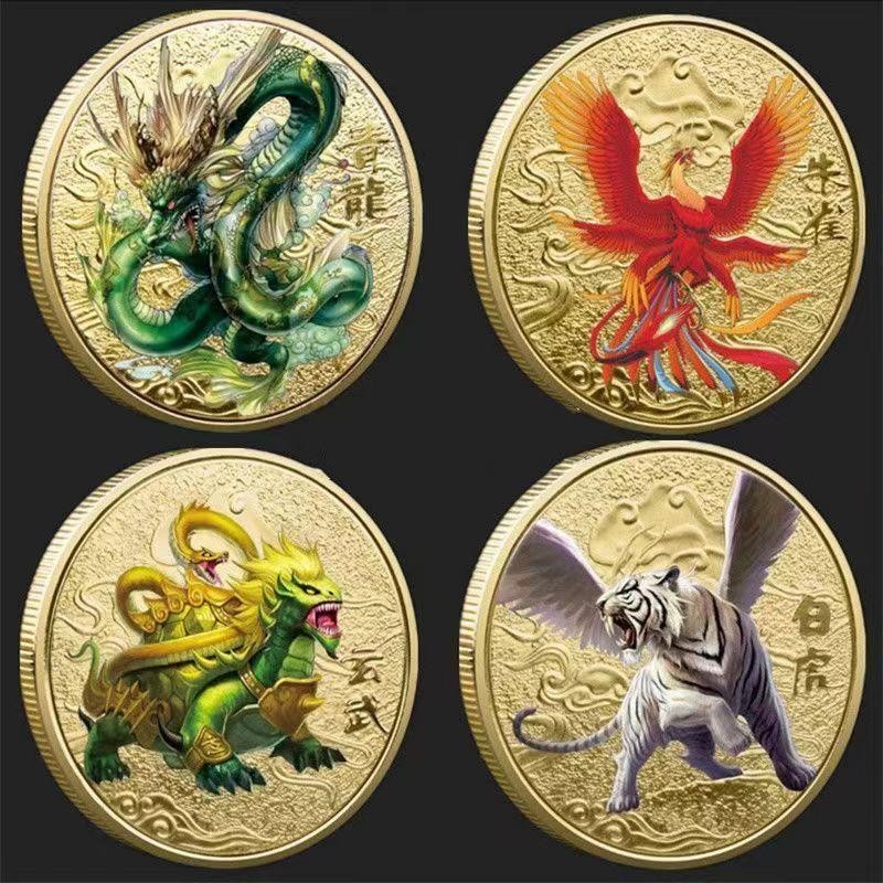 Four Mythical Beasts Commemorative Coins Suzaku Ornaments Auspicious ...