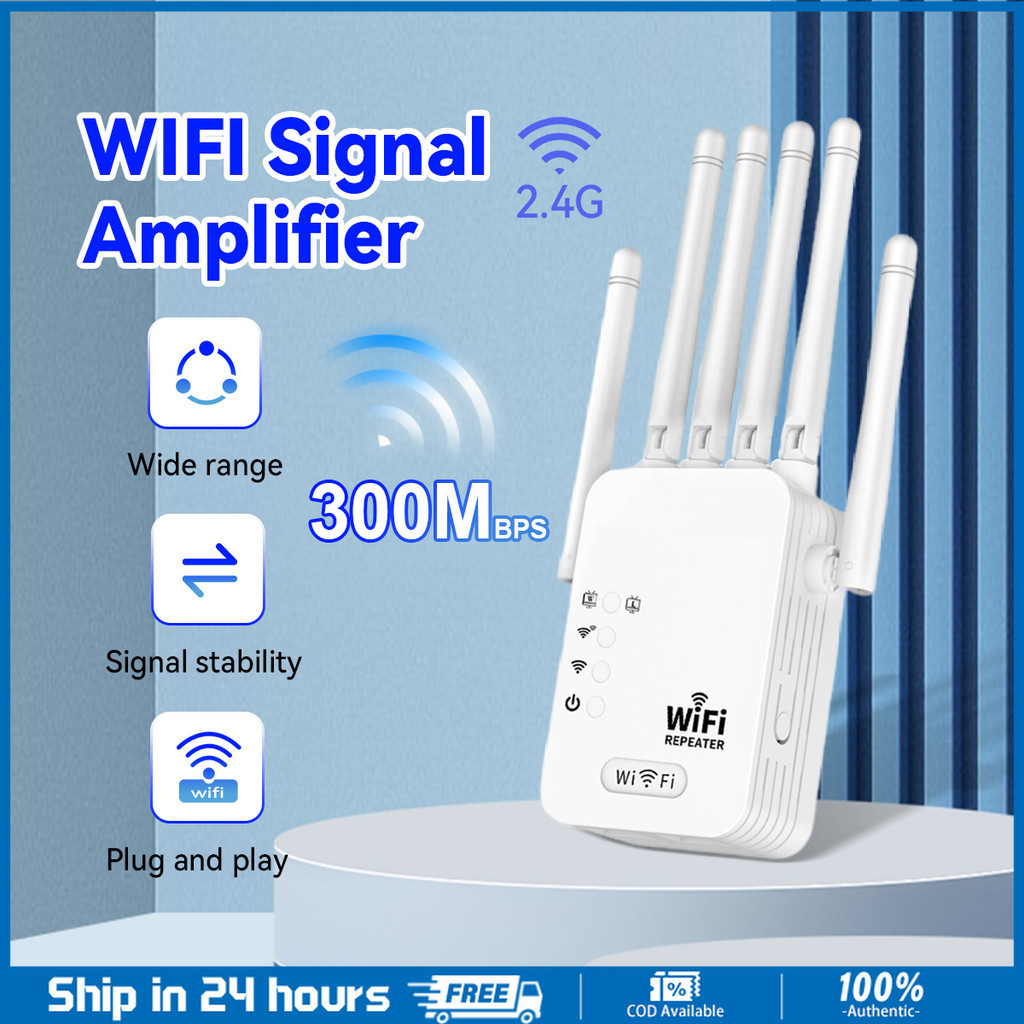 Wireless Router 300Mbps WiFi Repeater 6 Antenna Signal Extender Wifi ...