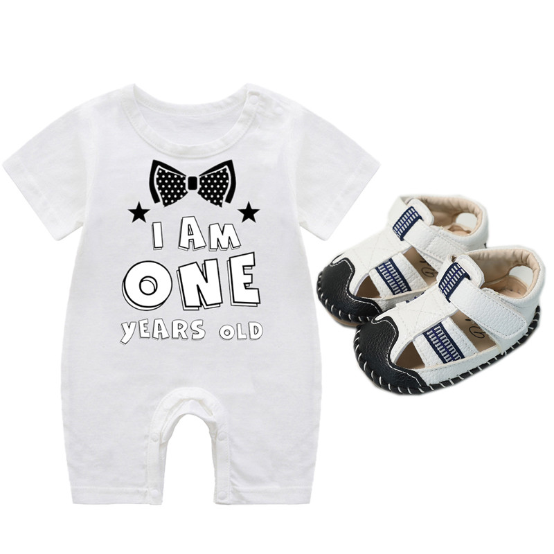 12 Months Baby Monthly Milestone for Boy Cotton Romper Shoes 1st ...