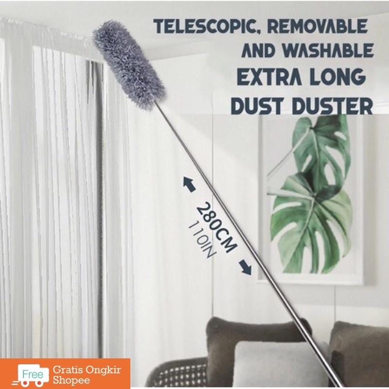 2.8m Telescopic Adjustable Microfiber Duster Pull-Bend Dust Cleaner ...