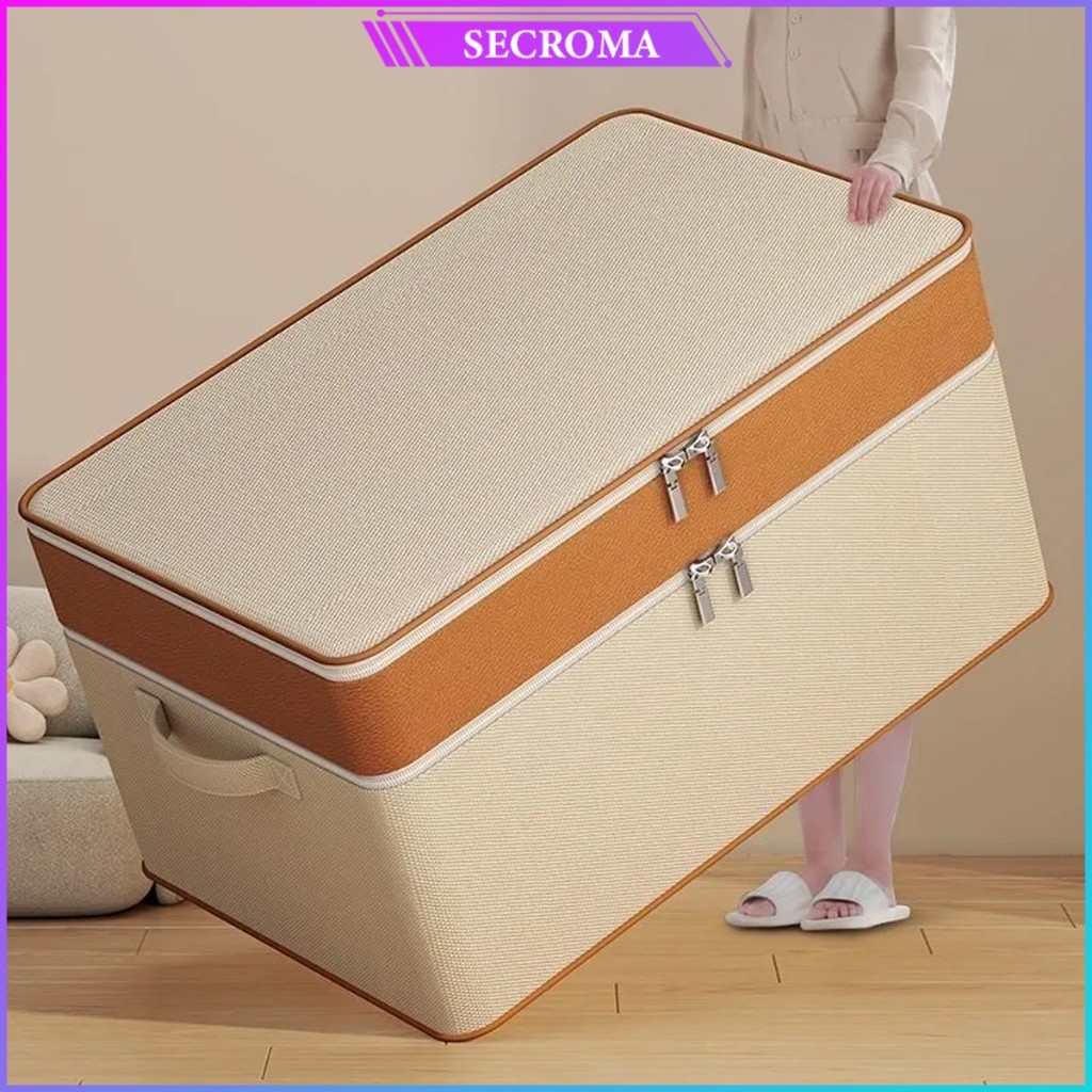 Double Layer Clothes Storage Organizer Box Large Storage Bag Quilt Zipper Basket Solution with ...