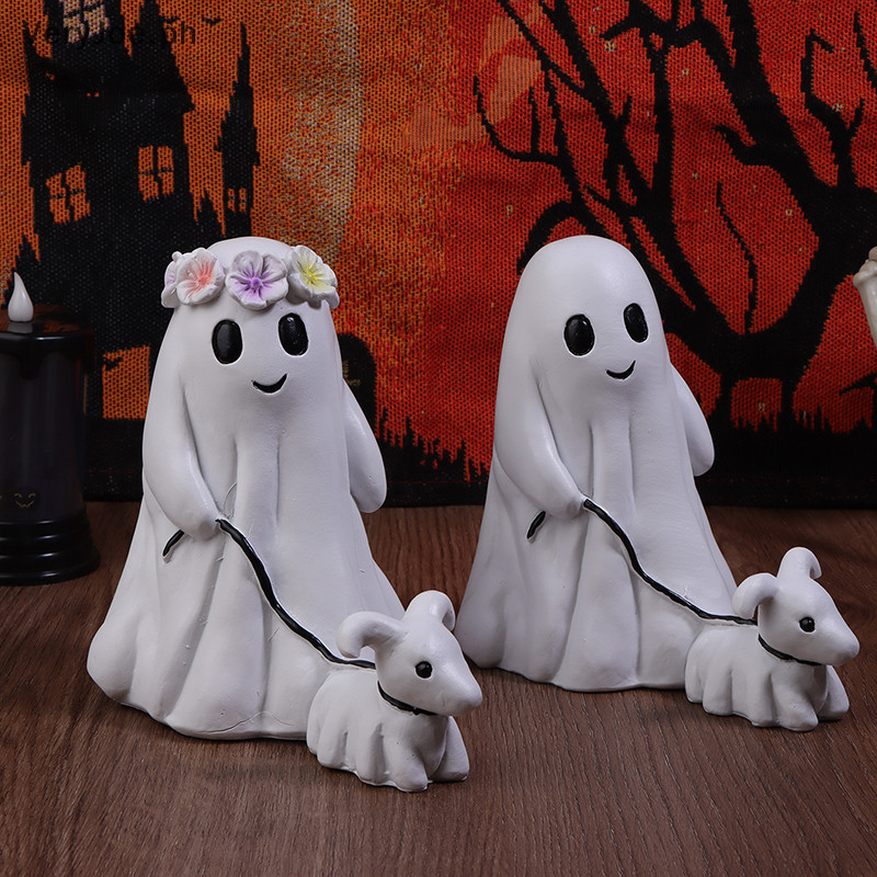 [VeryJoe] Halloween Ghost Walking Dog Statue: Ghost Walking His Ghost ...